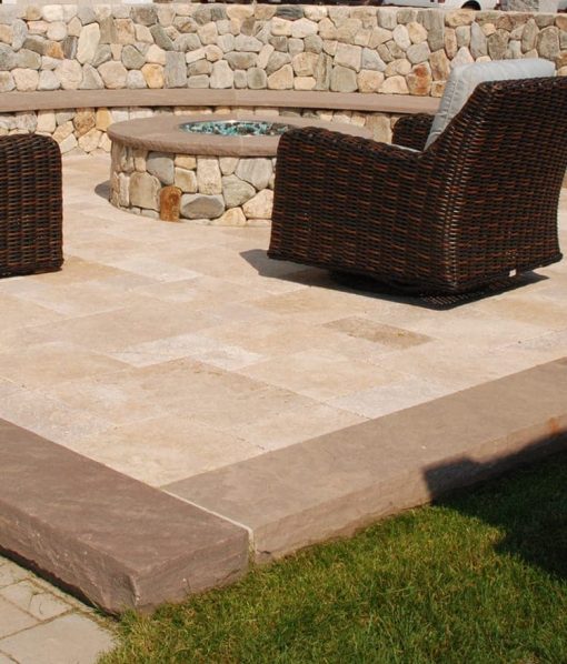Terra Blend Travertine Patio with Custom Fire Pit | Stonewood Products